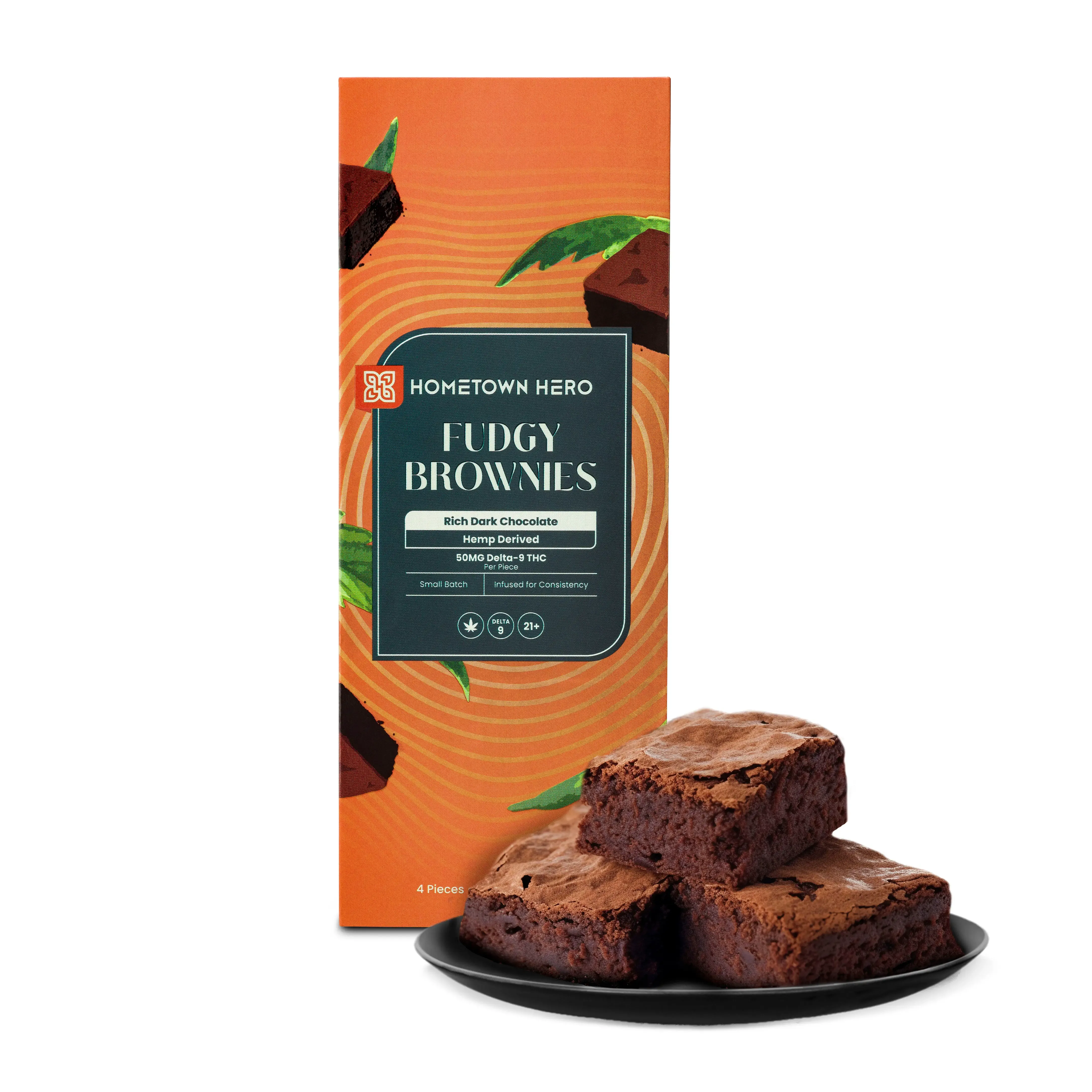 Fudgy THC Brownies - 50mg | Hometown Hero